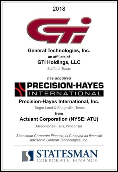 GTI Holdings, LLC, has acquired Precision-Hayes International, Inc ...