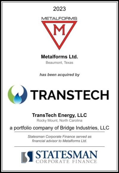 Metalforms Has Been Acquired by TransTech Energy - Statesman
