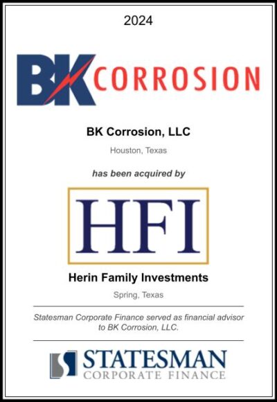 BK Corrosion, LLC Has been Acquired by Herin Family Investments - Statesman